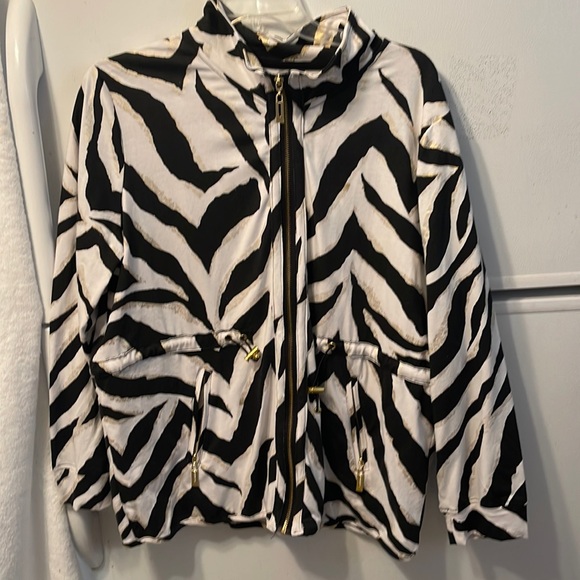 Onque | Jackets & Coats | Onque Petite Blackgoldwhite Zebra Print ...